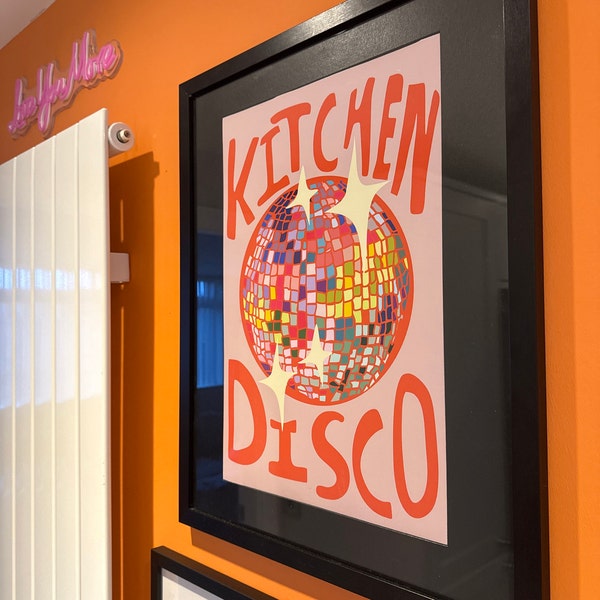 Kitchen Disco Print | Colourful Home Décor | Rainbow Kitchen | Disco ...