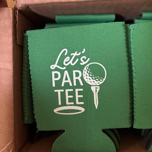 Golf Birthday Can Coolers, Let's Partee, Custom Birthday Party Huggers ...