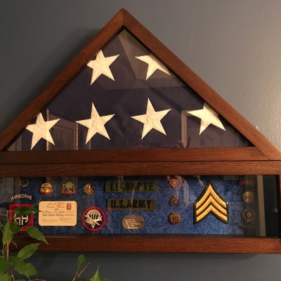 Memorial Military Flag Display Case With Medals Section - Etsy