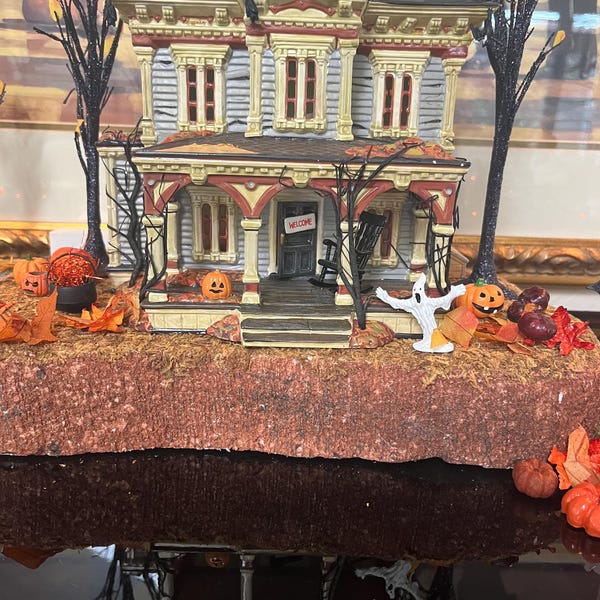 Miniature Ghost Dollhouse Porch Haunted House Pumpkin, Hay Bale Fairy ...