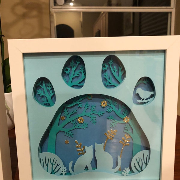 2,3,4 Cats Paw Shadow Box SVG, 3d Papercut SVG, Layered Paper Art ...