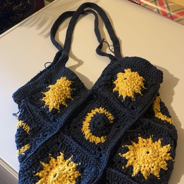 Sun and Moon Celestial Crochet Pillow Pattern – Mustard Yellow and ...