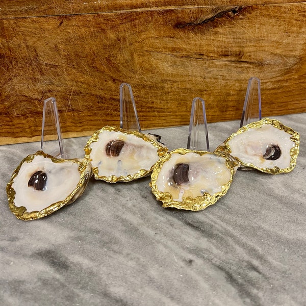 Silver Leaf Oyster Shell Place Card Holder | Non-toxic Resin | Wedding ...