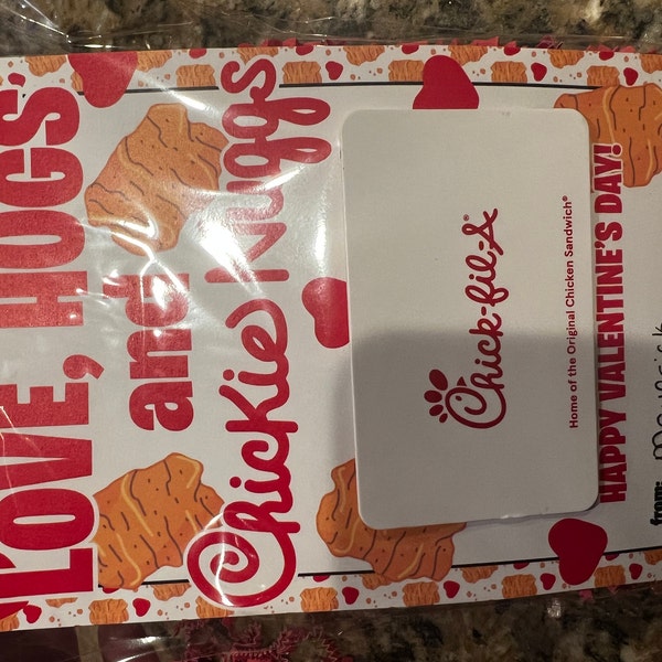 Printable Chickie Nuggs Gift Card Holder,valentines Day Fast Food Gift ...
