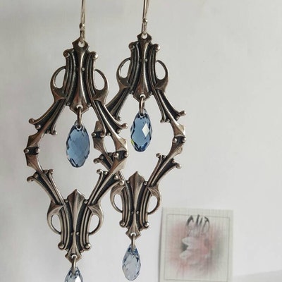 Art Deco Fancy Open Diamond Focal Filigree Silver Plated Brass Filigree ...