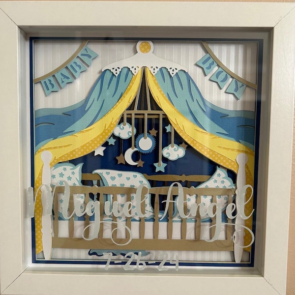 Baby Boy Crib Nursery - 3D Shadow Box Layered SVG DXF EPS (cutting ...