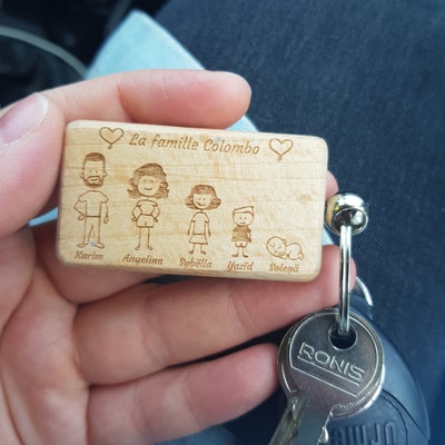 Personalised Wooden Family Key Ring, Gift for Mum and Dad, Christmas ...
