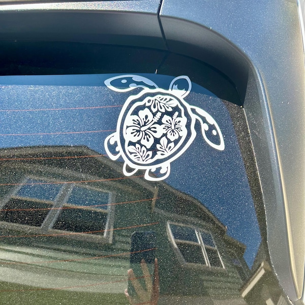Turtle Hibiscus Flower Decal, Available in Many Sizes and Colors ...