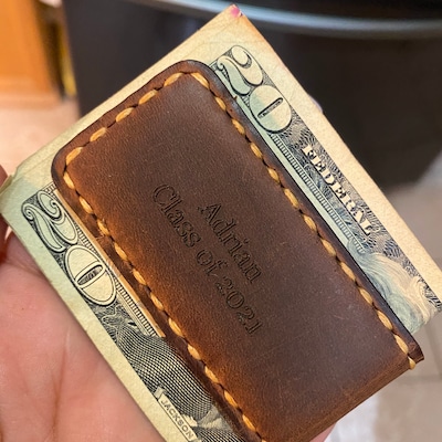 Personalized Leather Money Clip. Custom Money Clip. Engraved Money Clip ...
