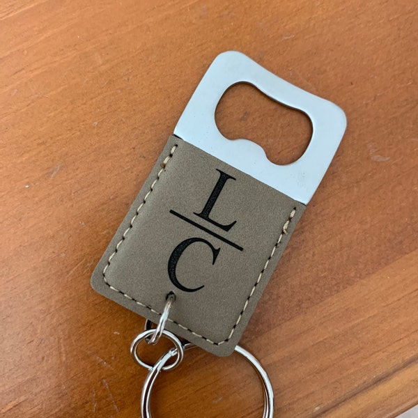 Personalized Bottle Opener Keychain, Custom Leather Keychain, Engraved ...