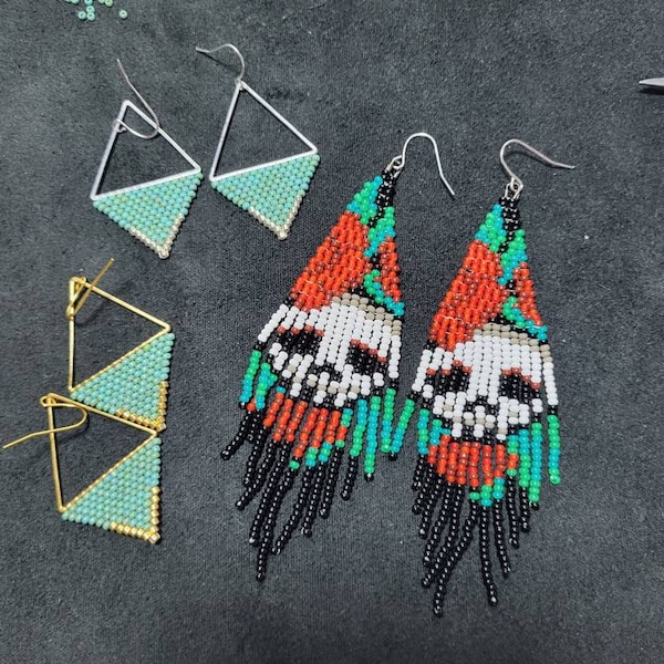 PDF Native American Style Bead Fringe Earrings, Colorful Hoop Earrings ...