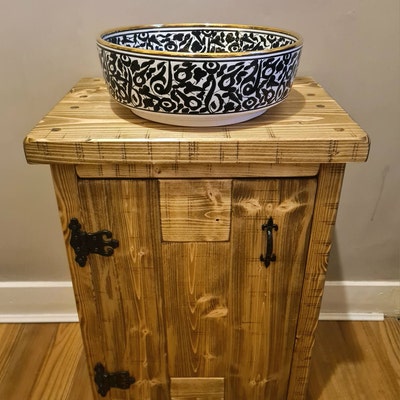 New Chunky Rustic Solid Wood Bathroom Basin Sink Vanity Wash Stand Unit ...