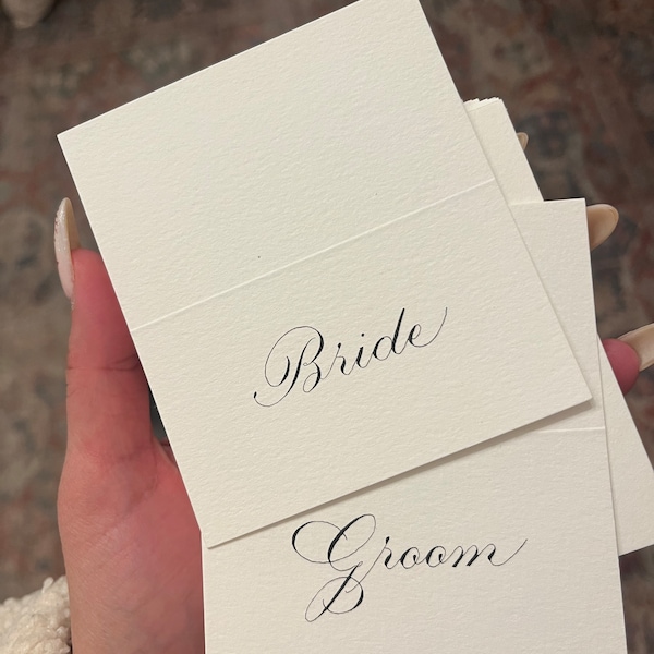 Custom Calligraphy Tented Place Cards - Tented Place Cards - Gold ...