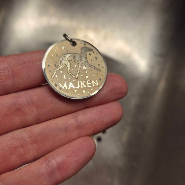 Personalized Dog Tag Engraved With Name and a Whippet Silhouette in a ...