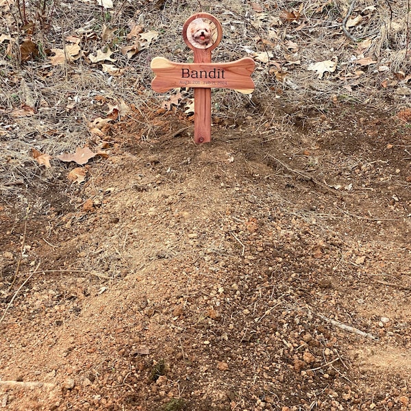 Dog Memorial Cross | Custom Dog Bone Cross | Personalized Pet Grave ...