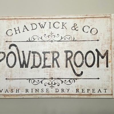 PERSONALIZED Custom Powder Room Sign Bathroom Family Name and Co Sign ...