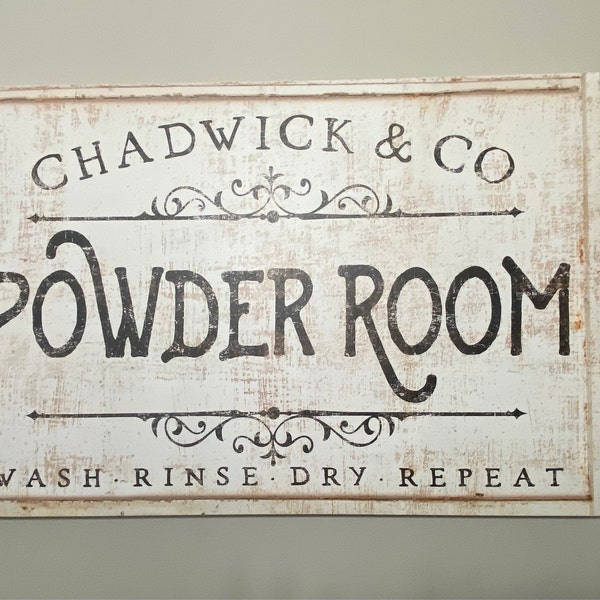 PERSONALIZED Custom Powder Room Sign Bathroom Family Name and Co Sign ...