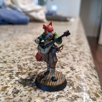 32mm Male Kitsune Bard With Lute Miniature by Galaad Tabletop D&D ...