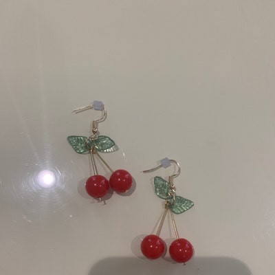 90s Babe Classic Cherry Drop Earrings Aesthetic Cute Fruit - Etsy