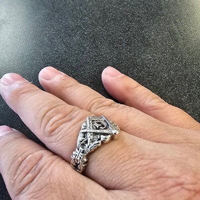 Japanese Koi Fish With Onyx Ring for Men, Signet Gemstone Ring, Onyx ...