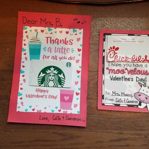 Thanks A Latte Teacher Valentine Card, Coffee Teacher Valentine, Gift ...