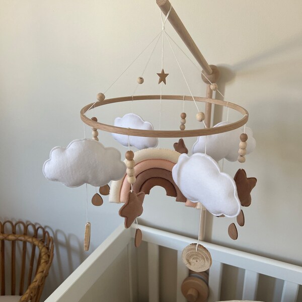 Boho Mobile Neutral Baby Mobile Rainbow Mobile Musical Bebe for Boho ...