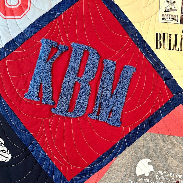 Monogram Pillow Cover With Punch Needle Embroidery, Personalized ...