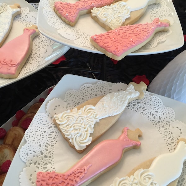 Pink and White Wedding Dress Cookies, 10 Pieces - Etsy