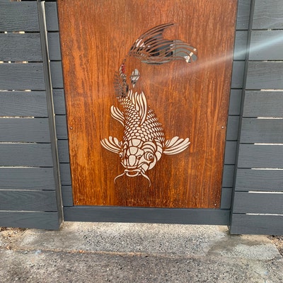 Metal Privacy Screens Koi Fish Art Decorative Screens Oversize Metal ...