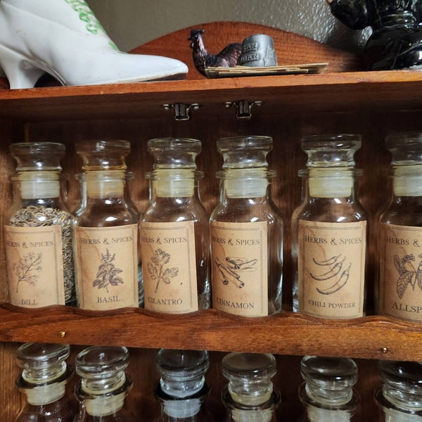 Set of 30 Primitive Spice Jar Labels, Primitive Pantry Labels, Country ...