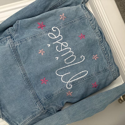 Name Embroidered Personalised Baby Children Denim Jacket Flowers - Etsy UK