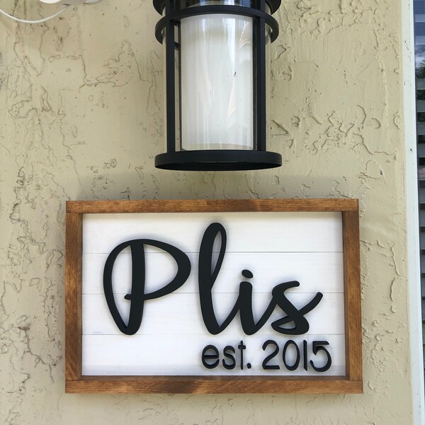 Est Wedding Name Sign | Shiplap Wood Cutout Sign | Custom Last Name ...