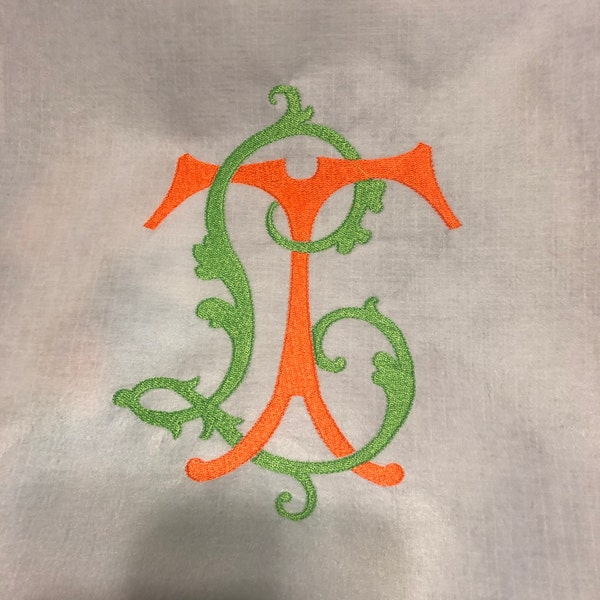 Interlocking Monogram Ornate 17th Century 2 Letters - Made to Order - Etsy