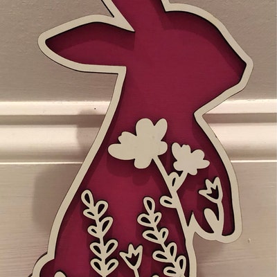 1/8 Floral Bunnies SVG Standing Bunnies SVG File Glowforge Easter Files ...