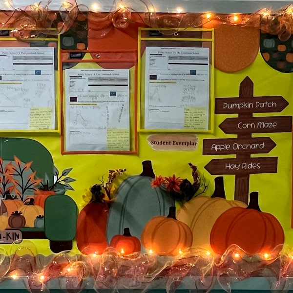 Fall Gnome in Pumpkin Truck - Fall - Halloween - Bulletin Board Kit - Etsy