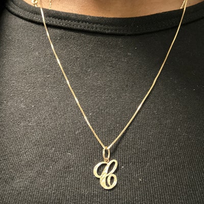 14k Gold g Initial Cursive Pendant Charm Gold Initial g Necklace Charm ...
