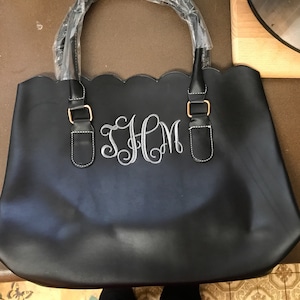 Monogrammed Purse, Monogrammed Handbag Mint, Black, Brown, Scallop ...