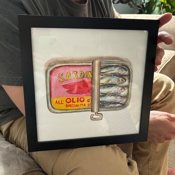 Tinned Sardines Watercolor Painting Print, Gift Sardines, Kitchen ...