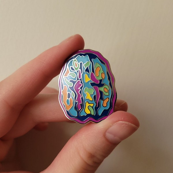 Enamel Brain Pin - ADHD Brain Pin - Brain Art- Mental Health Awareness ...