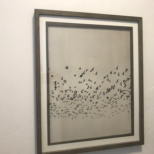 Neutral Bird Flock Silhouette Print, Minimalist Nordic Art Print ...