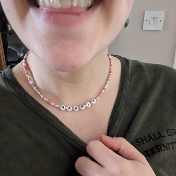 Custom Name Necklace Custom Name Choker Handmade Assorted Beads ...