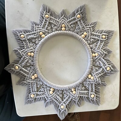 Macrame Round Mirror, Mandala Macrame Diy Pattern, Macrame Wreath ...