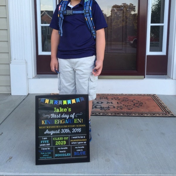 First Day of Kindergarten Sign BOYS, First Day of School Sign ...
