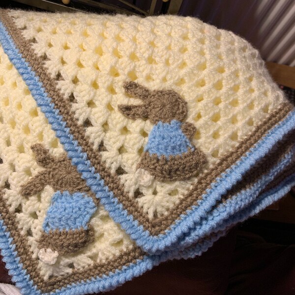 CROCHET PATTERN for the Pixie Rabbit Applique Crochet Applique Sewing Design Flat Cotton Tail ...