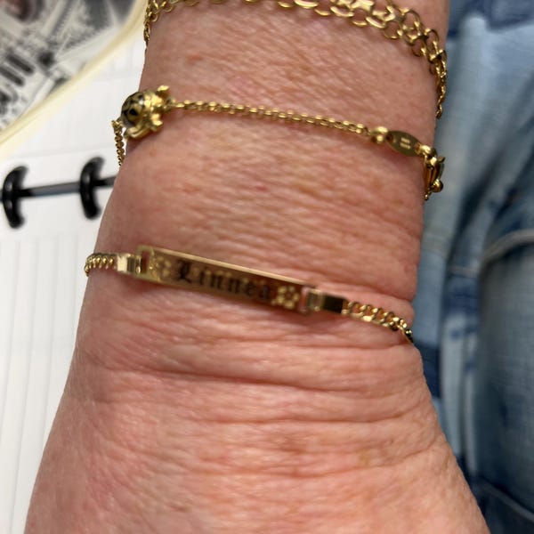 14k 18k Solid Gold Chain Linked Double Ring, Double Finger Thin Ring ...
