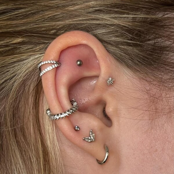 THREADLESS Push Pin Flat Back 16G/18G/20G Labret Stud,implant Titanium ...