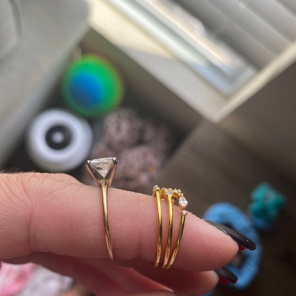 Diamond Stacking Ring Set by Caitlyn Minimalist Set of 3 Dainty ...