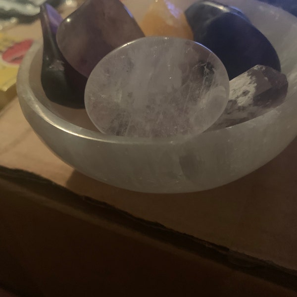 CLEAR QUARTZ Worry Stone Natural Stone Hand Carved Gemstone Worry Stone ...