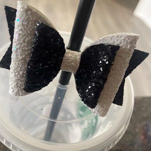 Black Glitter Straw Bow Straw Bow Topper Starbucks Straw Accessory ...