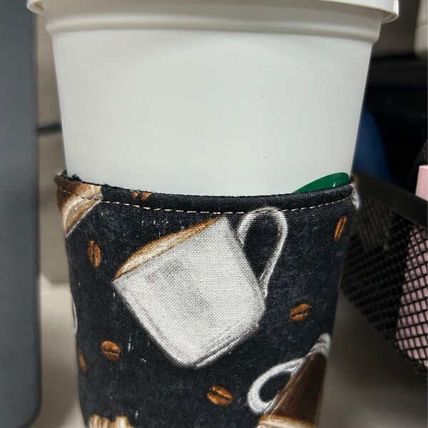 Reusable Coffee Cup Sleeve, Custom Cup Sleeve, Fabric Coffee Cozy ...